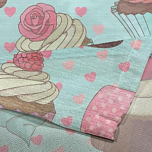 Ambesonne Dessert Tulle Curtains with Rod Pocket, Repeating Pattern of Yummy Cupcakes with Rose and Cherry Toppers on Hearts Backdrop, Sheer Drape for Wedding Party 2 Panels, 108" x 72", Multicolor