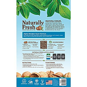 Eco-Shell Naturally Fresh Cat Litter Made From Walnut Shells, Multi-Cat, Alpine Meadow, Scented, Biodegradable, Dust-Free, Sustainable, 26 Lbs