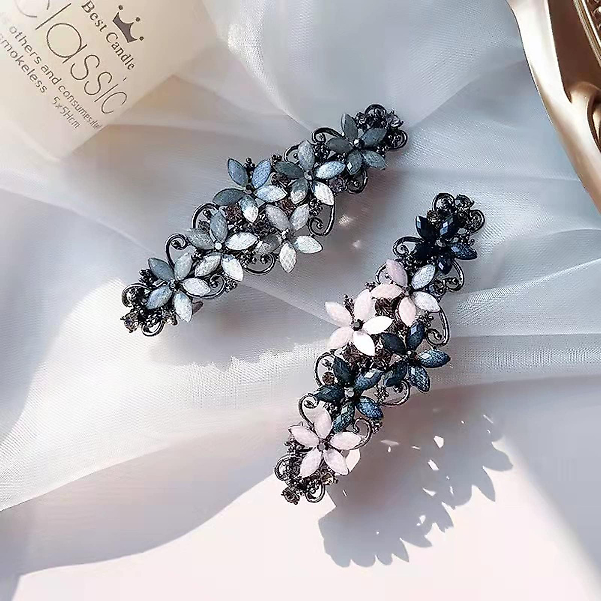 Jakeni Elegant Sparkly Glitter Rhinestones Flowers Hairpins - Vintage French Style Hair Barrettes, Clips and Accessoires for Women