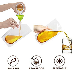 Plastic Flask, Reusable Drink Pouches for Adults, Plastic Flasks Bags for Women(4x32oz+3x16oz+3x8oz+1 funnel)