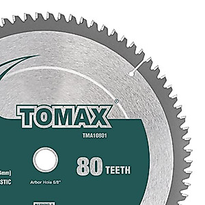 TOMAX 10-Inch 80 Tooth TCG Aluminum and Non-Ferrous Metal Saw Blade with 5/8-Inch Arbor