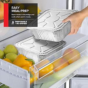 Disposable Foil Pans with Lids (Set of 20) Heavy Duty Aluminum Pans with Lids 9x13 (x10), 8x8 (x10) Baking Tins with Covers for Cooking, Heating, Storing, Food Prep, Holiday Dinner Meals