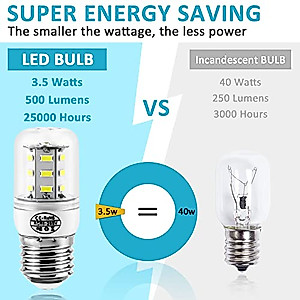 MIFLUS LED Refrigerator Light Bulb 5304511738 kei d34l Refrigerator Bulb Fits for Fri/gidaire Refrigerator LED Bulb(3.5W 85V-265V E26/27 White Light) Appliance Light Bulb Replace AP6278388