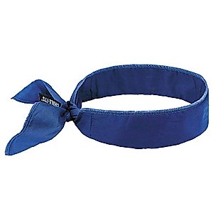 Ergodyne - 12399 Chill-Its 6702 Cooling Bandana, Evaporative Polymer Embedded Material for Cooling Relief Solid Blue