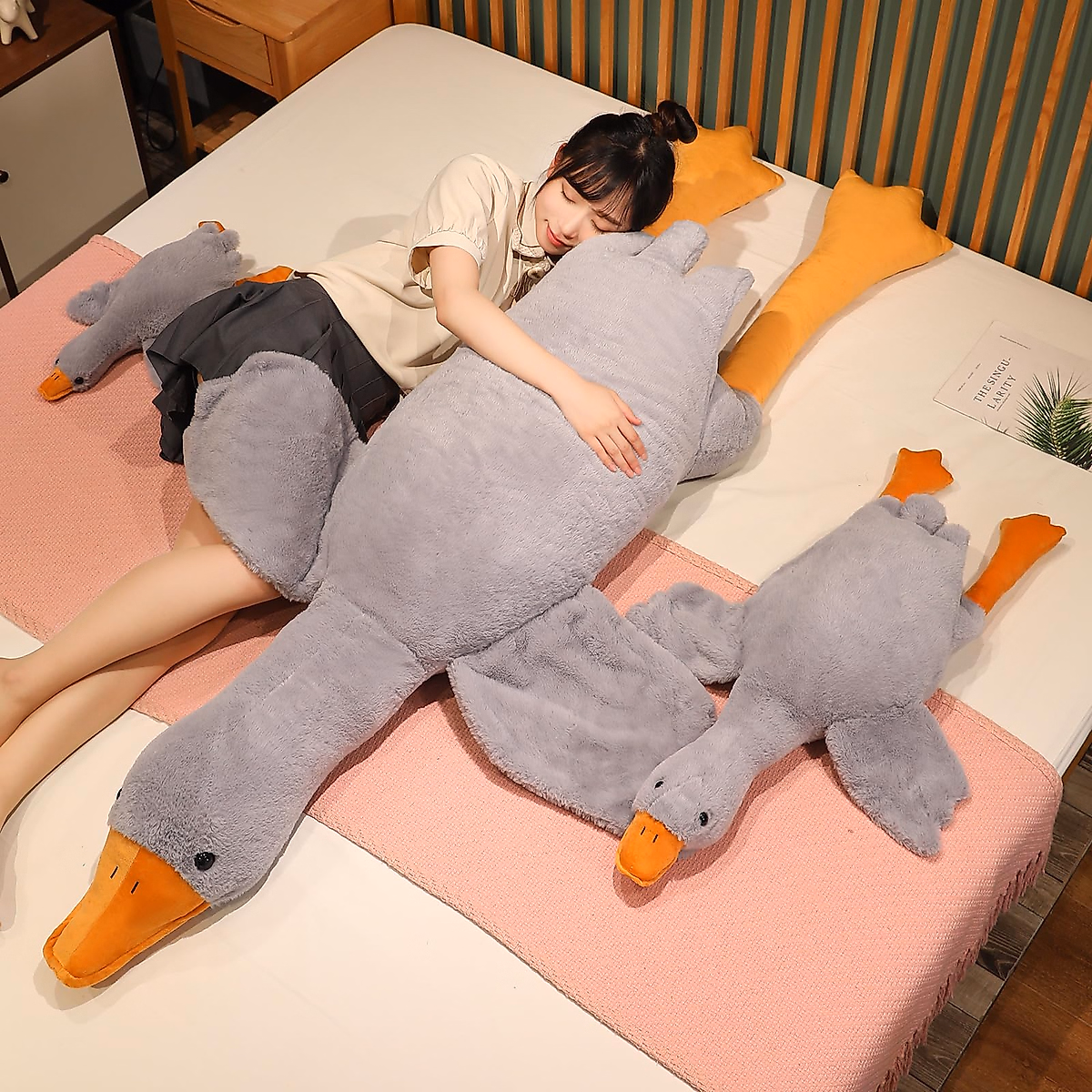 Swan Stuffed Animal, 19.68inch Swan Plush Toy Goose Stuffed Animal Plush Toy Duck Stuffed Animals Plush Pillow Gifts for Kids Birthday Valentine's Day, Grey