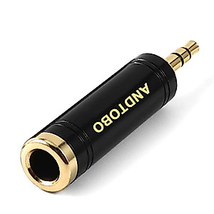 ANDTOBO 3.5mm Male to 1/4'' Female Stereo Pure Copper Headphone Adapter,3.5mm(1/8'') Plug Male to 6.35mm (1/4'') Jack Female Stereo Adapter for Headphone, Amp Adapte, Black 1-Pack