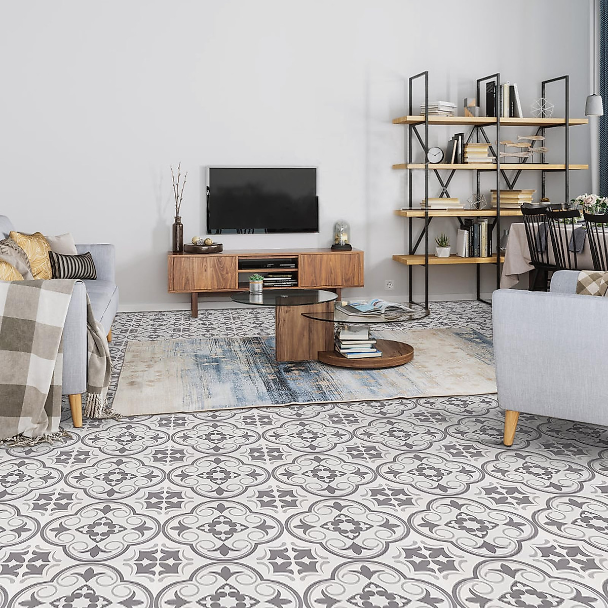 Elffloor Peel and Stick Floor Tile Vinyl Flooring Self-Adhesive Peel and Stick Tile 11.8 inch ×11.8 inch 10 pcs for Kitchen, Dining Room, Bedroom, Bathroom