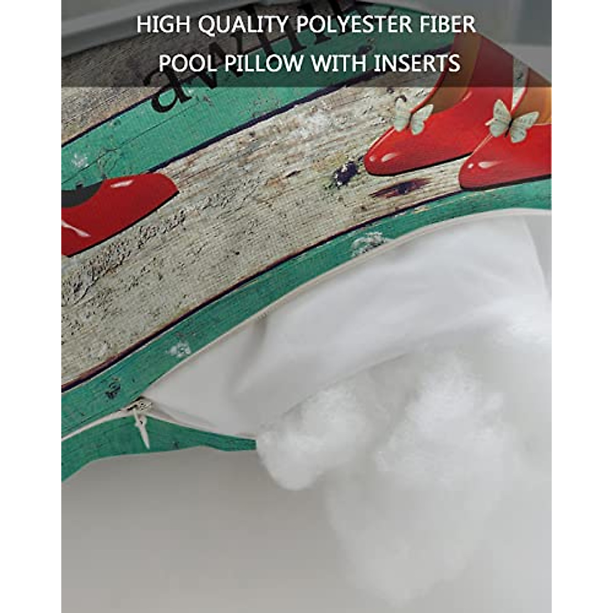 Chaise Lounge Head Resting Pillows Red High Heels Teal Gradient Wood Grain Lumbar Pillows Waterproof Patio Furniture Pillow with Insert Adjustable Elastic Stripe for Recliner Beach Chairs, 2 Pack