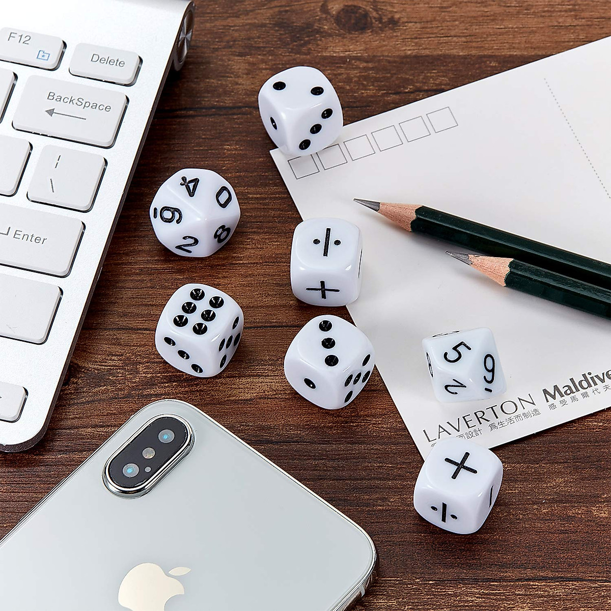 18 Pieces Teaching Dice Set, Include Operation Dice, Number Dice and Other Dice for Math Teaching Classroom Supplies