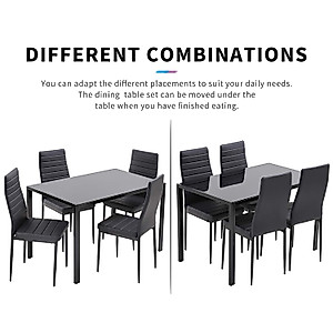 HCY Dining Table Set Dinning Chairs Set of 4 with Table Kitchen Dining Table Set for Small Spaces Home Furniture Dinette Set Rectangular Table, Black