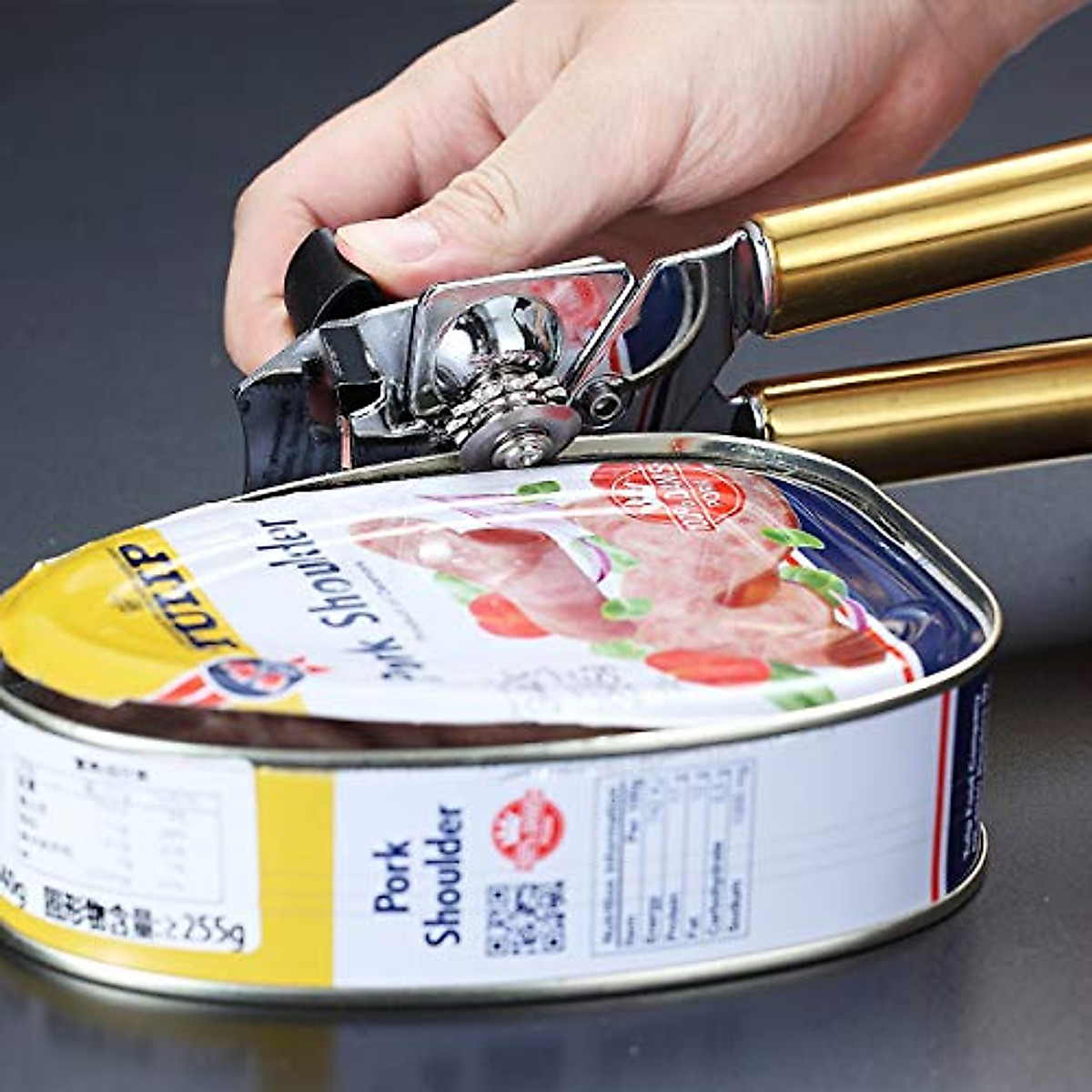 Berglander Can Opener, Stainless Steel Gold Handle Can Opener, Titainium Golden Plating Handle Can Opener Hand Held, Smooth Edge Manual Can Opener, Heavy Duty (Gold)
