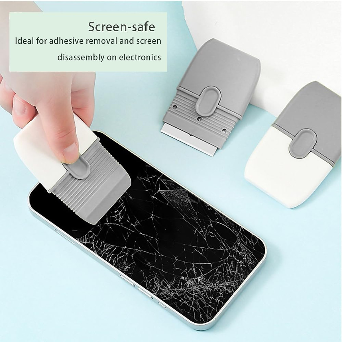 4pcs Double Edged Plastic Scraper Tool, Plastic Razor Blade Scraper Glass Scraper for Windows Decals Tint Labels Caulk Plastic Scraper Tool for Adhesive Remover for Stickers and Paints on Car Glass