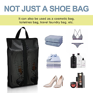 Water Resistant Shoe Bags for Travel, XX-Large Waterproof Shoe Bags for Women & Men, Translucent Design protable Shoe organizer bag for Packing with Sturdy Zipper(Black)…