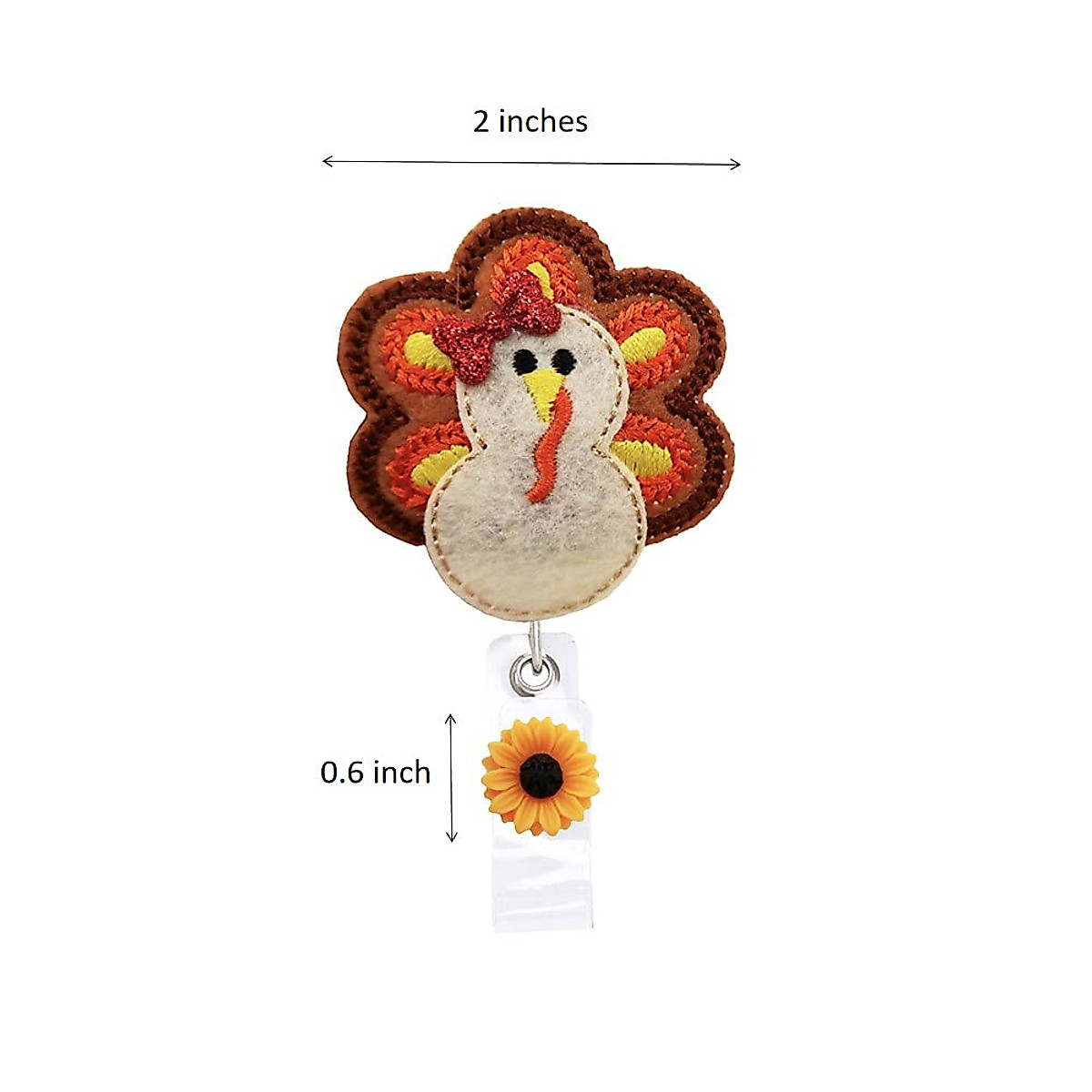 Thanksgiving Turkey Retractable Name Card Badge Holder Reel with Alligator Clip, 24 inches Thick Pull Cord