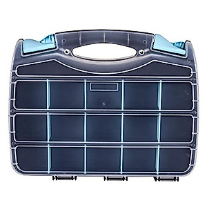 ArtBin 6877AG Double-Sided Quick View Carrying Case, Portable Art & Craft Organizer with Removable Dividers, [1] Plastic Storage Case, Black/Aqua with Clear Lid