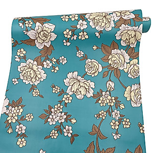 Yifely Vintage Peony Decorative Wallpaper Self Adhesive Floral Shelf Drawer Liner Christmas Wall Art 17.8 Inch By 9.8 Feet