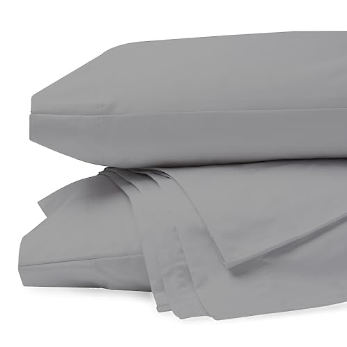 SUPREME ELEGANCE Organic 100% Cotton King Size Sheets Set Mist Gray, Percale Weave King Bedding Set, Crisp, Cooling & Breathable Mist Gray Bed Sheets King, Fits Mattress Upto 16" Deep Pocket
