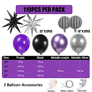 ECEAE Black Purple Silver Balloon Garland Kit Gothic Purple Balloon Arch For Nightmare Vampirina Party Decorations Backdrop Halloween Christmas Gothic Birthday Party Supplies Lavender Decor