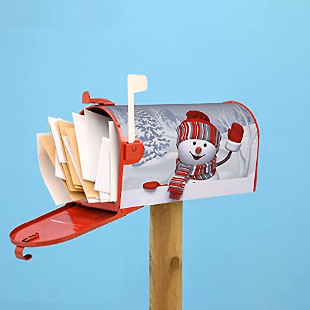 Duduho Winter Snowman Mailbox Cover Magnetic Winter Mailbox Wraps Post Box Cover Décor 21x18 in
