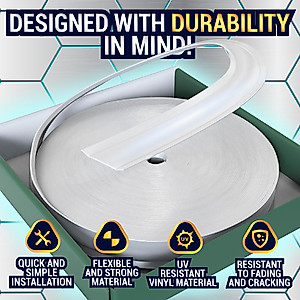 LATCH.IT RV Trim Molding Insert 7/8" (White) | 100’ RV Trim Molding Exterior | UV-Resistant Vinyl RV Corner Molding | Durable RV Molding Insert | Protect RV Exterior w/Vinyl RV Trim