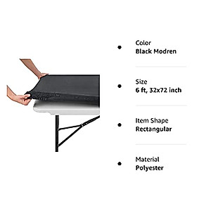moty Fitted Rectangle Tablecloth for 6 Foot Tables Reusable Elastic Edge Table Cover for Folding Banquet Tables Washable 100% Polyester Fabric with Mitered Corners