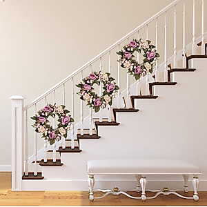 Floral Wreath Classic Flowers for Home Room Garden Lintel Decoration,Door Decorations Hanging for Christmas Party,13 Inch Wreath (Purple Peony)