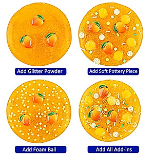 Crystal Slime, Orange Mango Clear Jelly Cube Glimmer Crunchy Slime with 8 Add-ins, Idea Stress Relief Toy, Kids Party Favor, Birthday Easter Christmas New Year Gift for Girls & Boys Age 6 7 8 9 10+