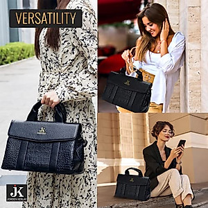 JORDEN KERLAY Black tote bag/Handbag for Women | Black faux leather Clutch bag Shoulder Bag Top-handle bag | Designer aesthetic black work professional bag for women