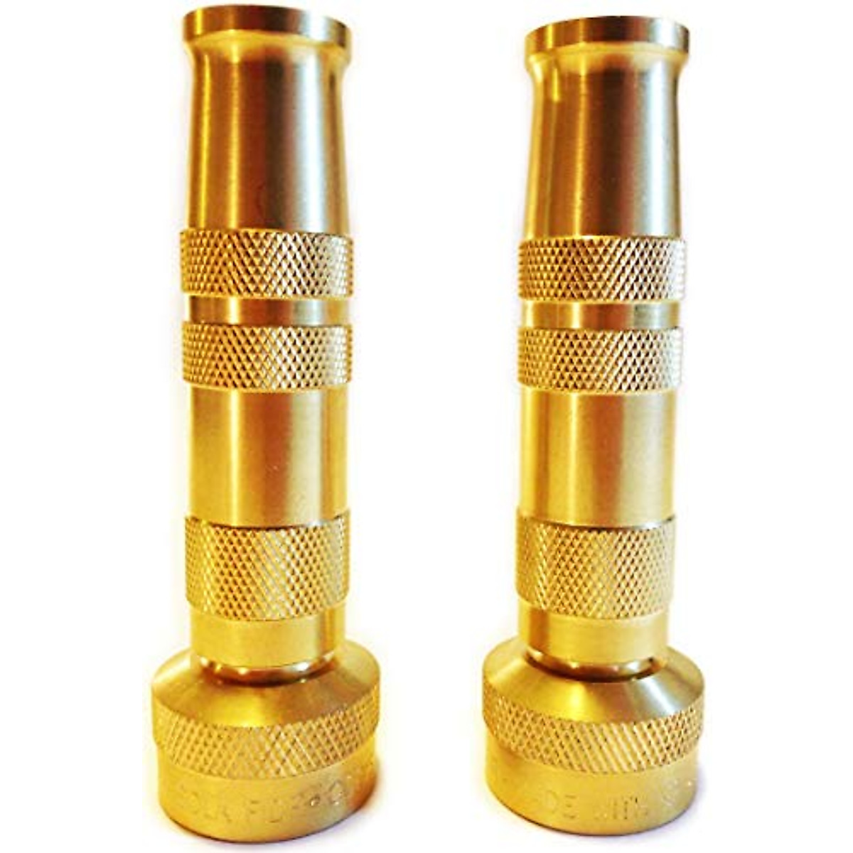Hose Nozzle High Pressure - Lead-Free Brass for Car Or Garden - Solid Brass - 2 Nozzle Set - Adjustable Water Sprayer from Spray to Jet - Heavy Duty - Fits Standard Hoses - with Gardening E-Book