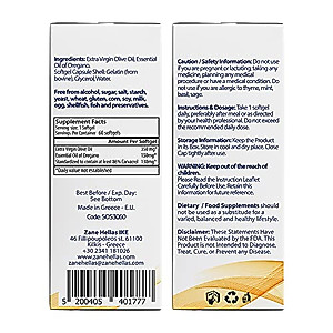 130 mg Carvacrol - 150 mg Oregano Oil per Softgel. World Highest Concentration Oregano Oil Capsule. Zane Hellas Oregano Oil. Softgel Contains 30% Greek Essential Oil of Oregano. 60 Softgels.