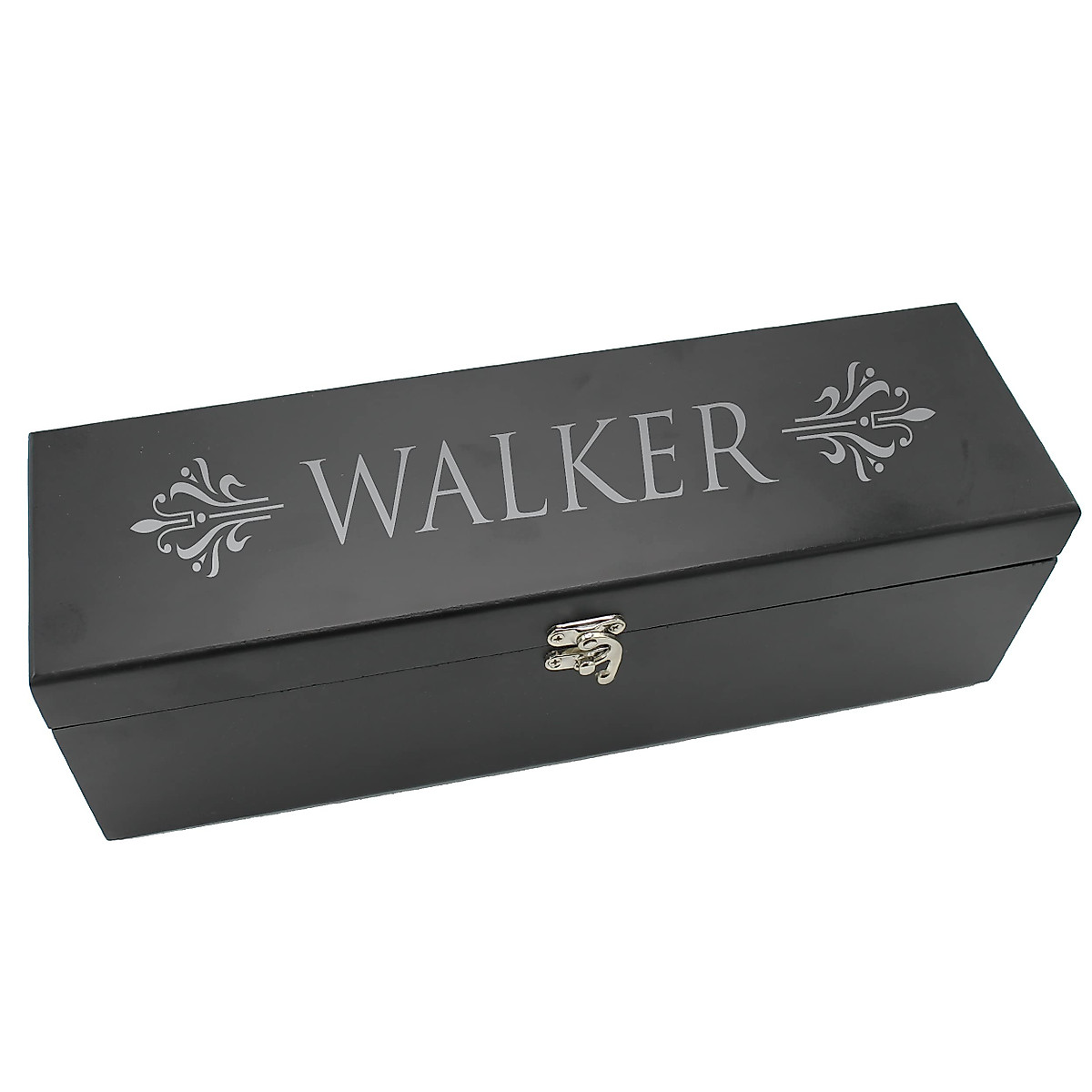 Personalized Wood Wine Box - Anniversary Ceremony Couples Wedding Wine Box Holder - Custom Engraved (Black Matte)