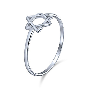 Petite 925 Sterling Silver Star Of David Ring Grey 7*