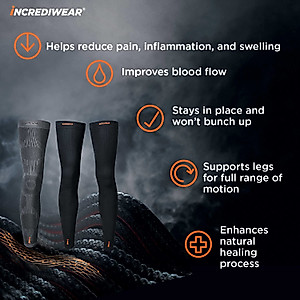 Incrediwear Leg Sleeve – Full Length Long Leg Sleeve for Leg Pain Relief & Muscle Recovery, Helps Reduce Swelling & Inflammation, Promotes Circulation, Leg Sleeves for Men & Women (Charcoal, Large)