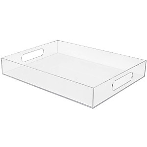 Sorbus Acrylic Serving Tray with Handles - Serving Coffee, Appetizer, Breakfast, Butler-Kitchen Countertop - Decorative Makeup Drawer Organizer - Vanity Table - Ottoman (12" x 16")