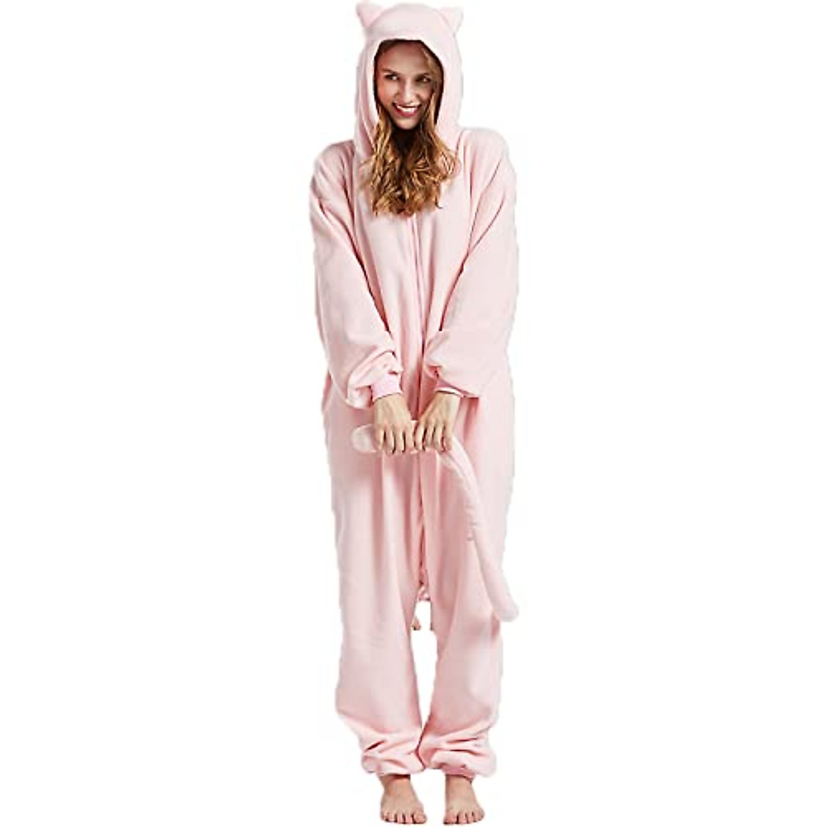 WAWRTOU Unisex Pink Onesie Pajamas Cartoon Cosplay Animal Onesie Christmas Costume Sleepwear Homewear- zipper Close