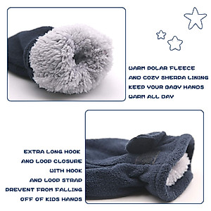 Toddler Infant Winter Mittens Lined with Fleece Easy-on Baby Boy Girls Warm Gloves Outdoor (B-Grey&Navy, M (1-2 Years))