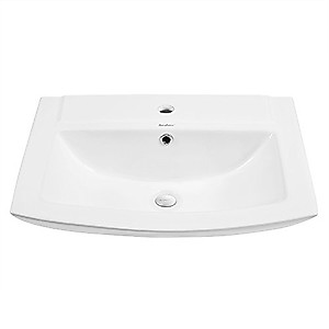 Swiss Madison Well Made Forever SM-PS306 Pedestal Bathroom Sink Single Faucet Hole, 24" W, White