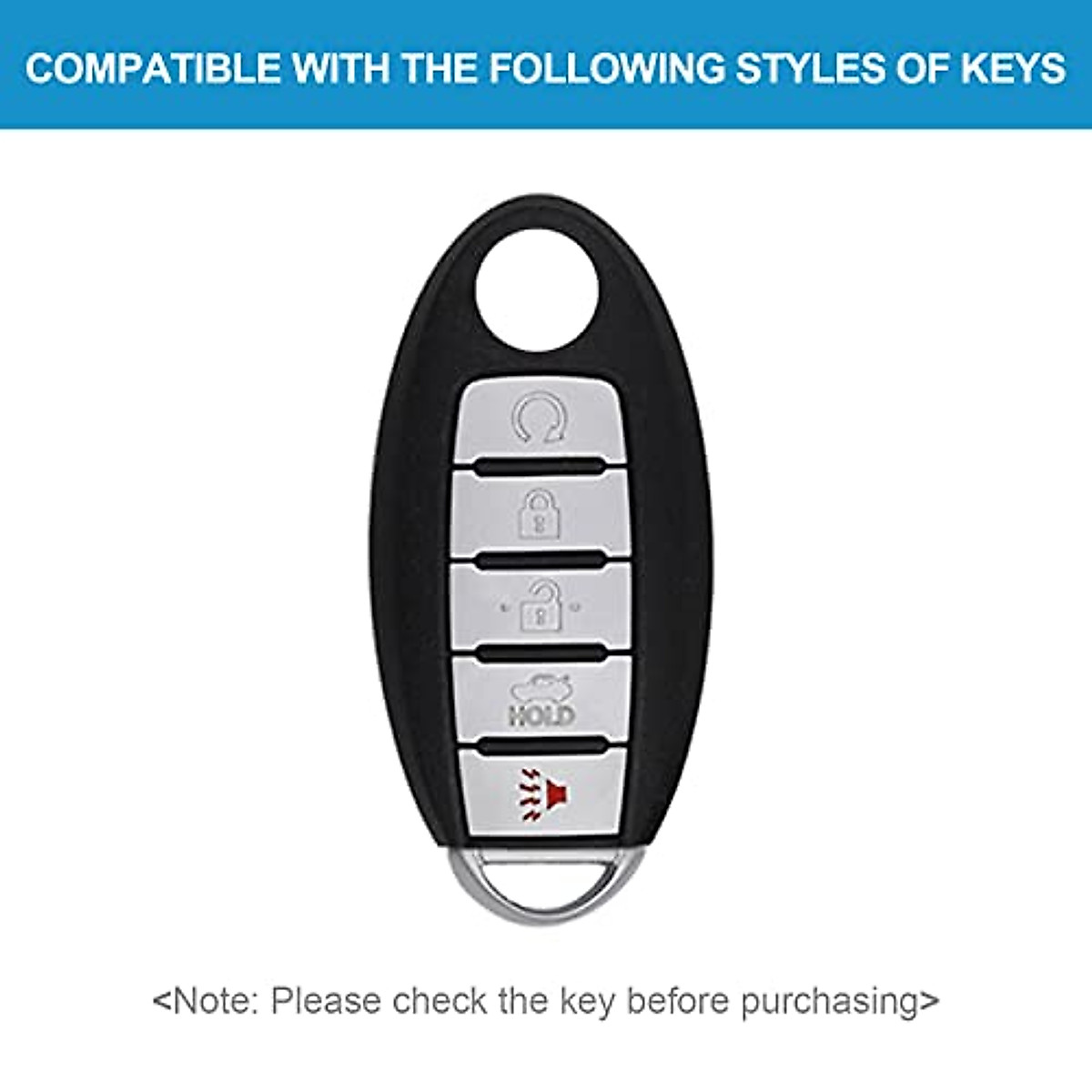 SK CUSTOM Smart Key Fob Case 3D Carbon Fiber ABS Plastic Emboss Cover for Infiniti JX35 Q50 Q60 QX56 QX60 QX80 for Nissan Altima Armada Maxima Murano Pathfinder Rogue 5 Button Keyless Entry Remote