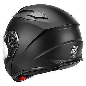 JAGASOL DOT Flip Up Modular Full Face Motorcycle Helmet with Dual Visor for Adult Men and Women, DOT Approved(Matte Black,M)