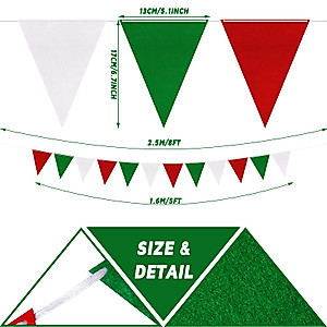 48 ft Red Green White Pennant Banner Christmas Party Triangle Flag Garland Hanging Bunting Flag Banner for Wedding Graduation Birthday Christmas Party Supplies Festival Xmas Decor