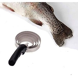 WYZBEN Commercial Heavy Duty Stainless Fish Scaler Scale Remover Spring Steel 4 Rings