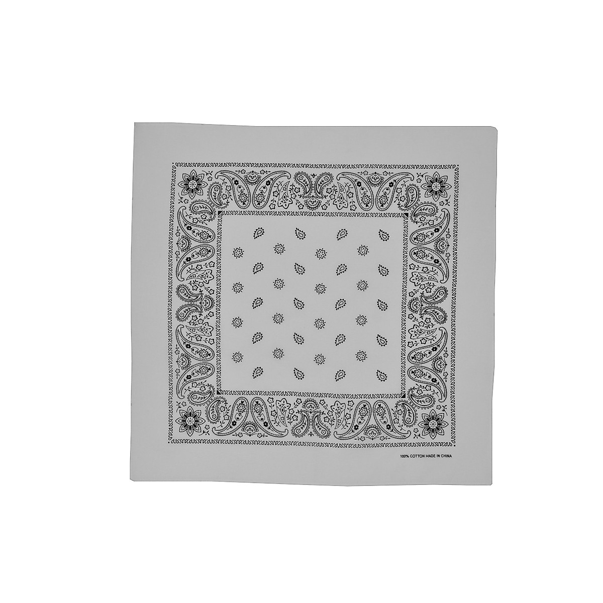 Vamqor 12pcs Bandana for women and men 100% Cotton Custom Fashion Paisley Design Multifunctional Outdoor Square Handkerchief（White）