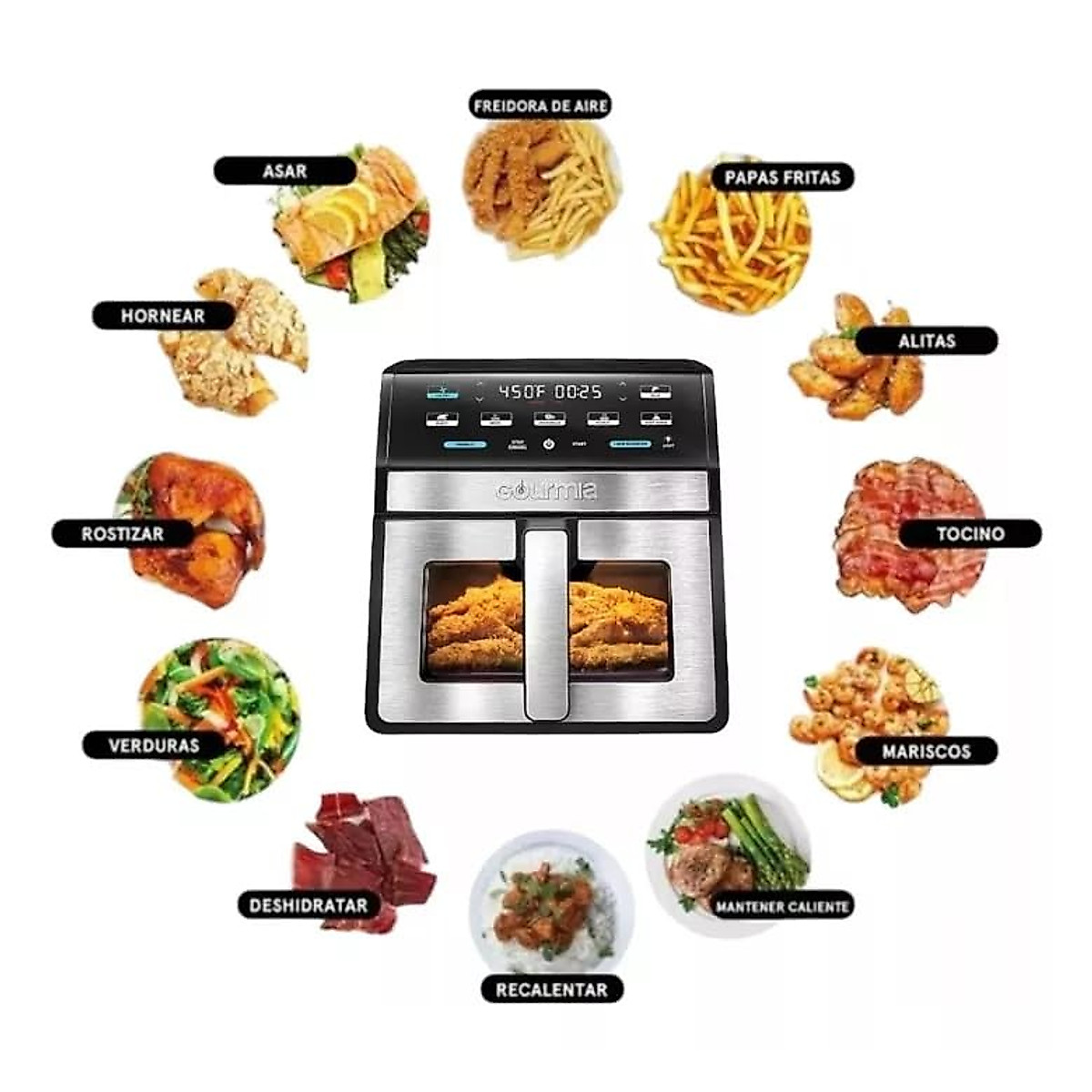 Gourmia GOURMIA Digital Air Fryer, 7.5 Liter with Window and Light, Mod. GAF858