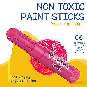 Tempera Paint Sticks (30 Large Paint Sticks) - Paint sticks for Kids Washable - Safe Arts and Craft Paint Sticks for Toddler or Child Use - For Wood Paint, Glass Paint, Rock Paint, or Poster Paint