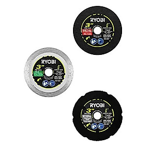 RYOBI 3 in. Multi-Material Cut-Off Wheel Set (3-Pack), Black