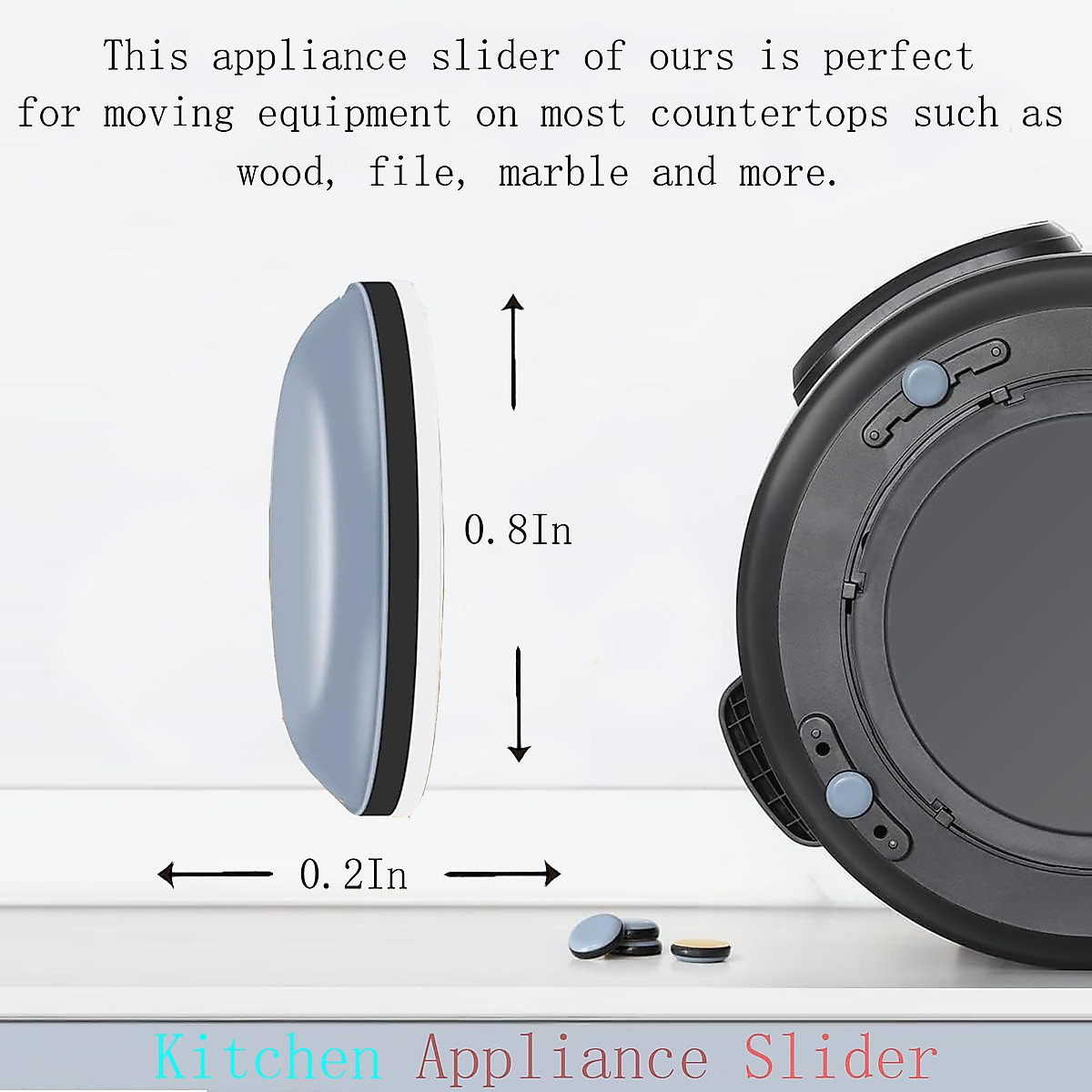 Appliance Sliders for Kitchen Appliances, 8 PCS Easy Moving & Saving Space Self Stick Appliance Slider for Most Countertop Small Kitchen Appliance Coffee Maker, Air Fryer, Pressure Cooker