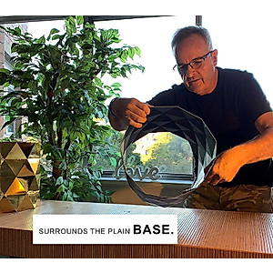 Deluxe 78" Golden Cane Palm Artificial Tree + Premium Fiddle Leaf Foliage in 8" Base + 12" Plant Pot Skirt + Bonus USA Flag Style Pot Pant