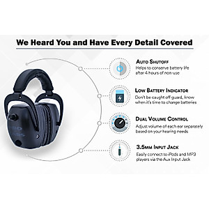 Pro Ears - Pro Tac Mag Gold - Military Grade Electronic Hearing Protection and Amplification - NRR 30 - Range Ear Muffs - Lithium 123a Batteries - Green