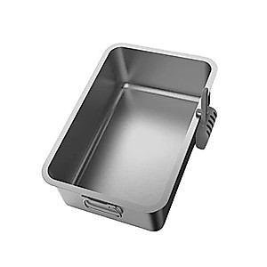 Milageto Rabbit Cat Litter Container Holder Stainless Steel with Scoop Rust Resistant Accessories Smooth Surface Simple to Clean Anti Splashing Durable, 50x35x10cm