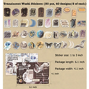 Knaid 200 Pieces Vintage Ephemera Bundle Junk Journal Kit Scrapbook Supplies Paper Sticker Material Pack for Art Journaling Bullet Journals Planners Collage Decoupage Crafter Gifts (Black & Blue)